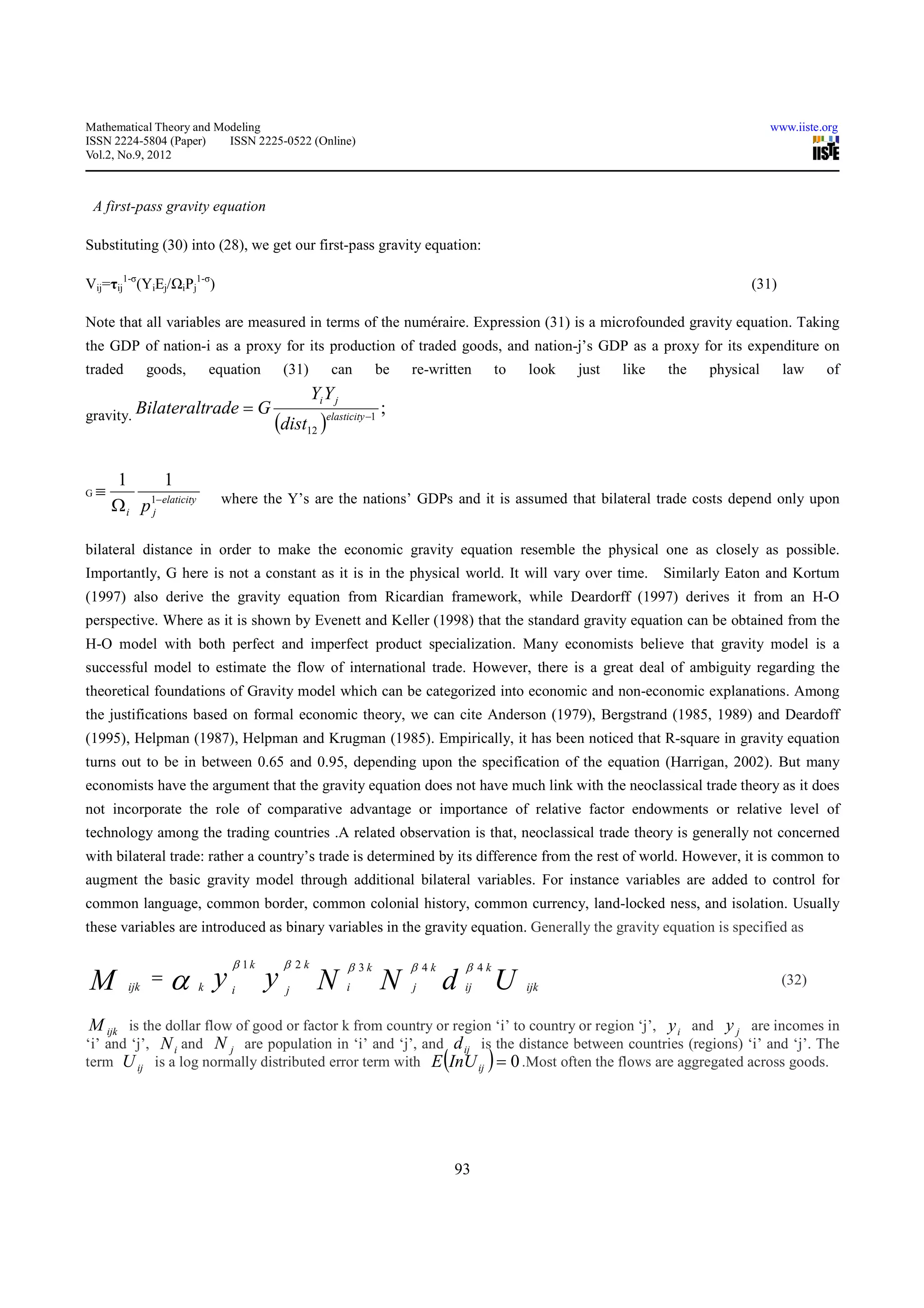 Review of gravity model derivations | PDF | Commodities | Economy