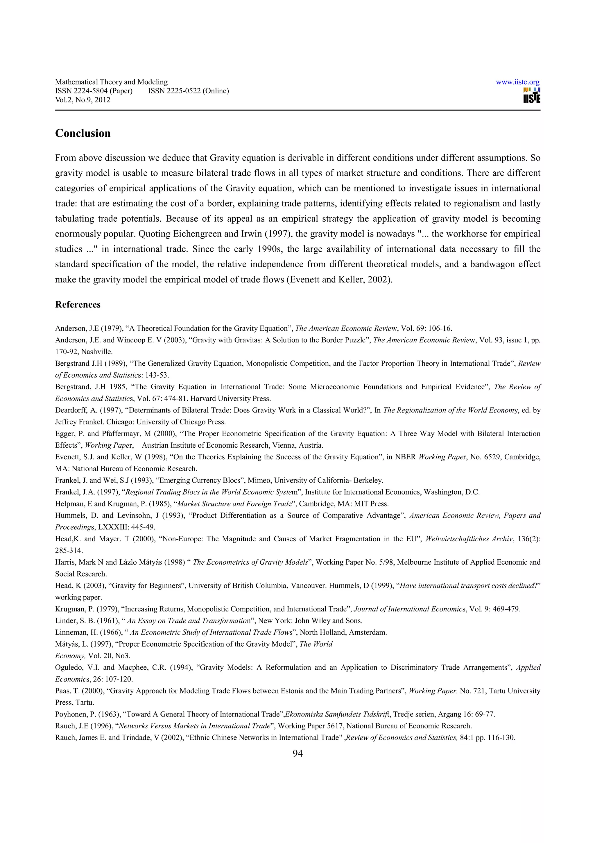 Review of gravity model derivations | PDF