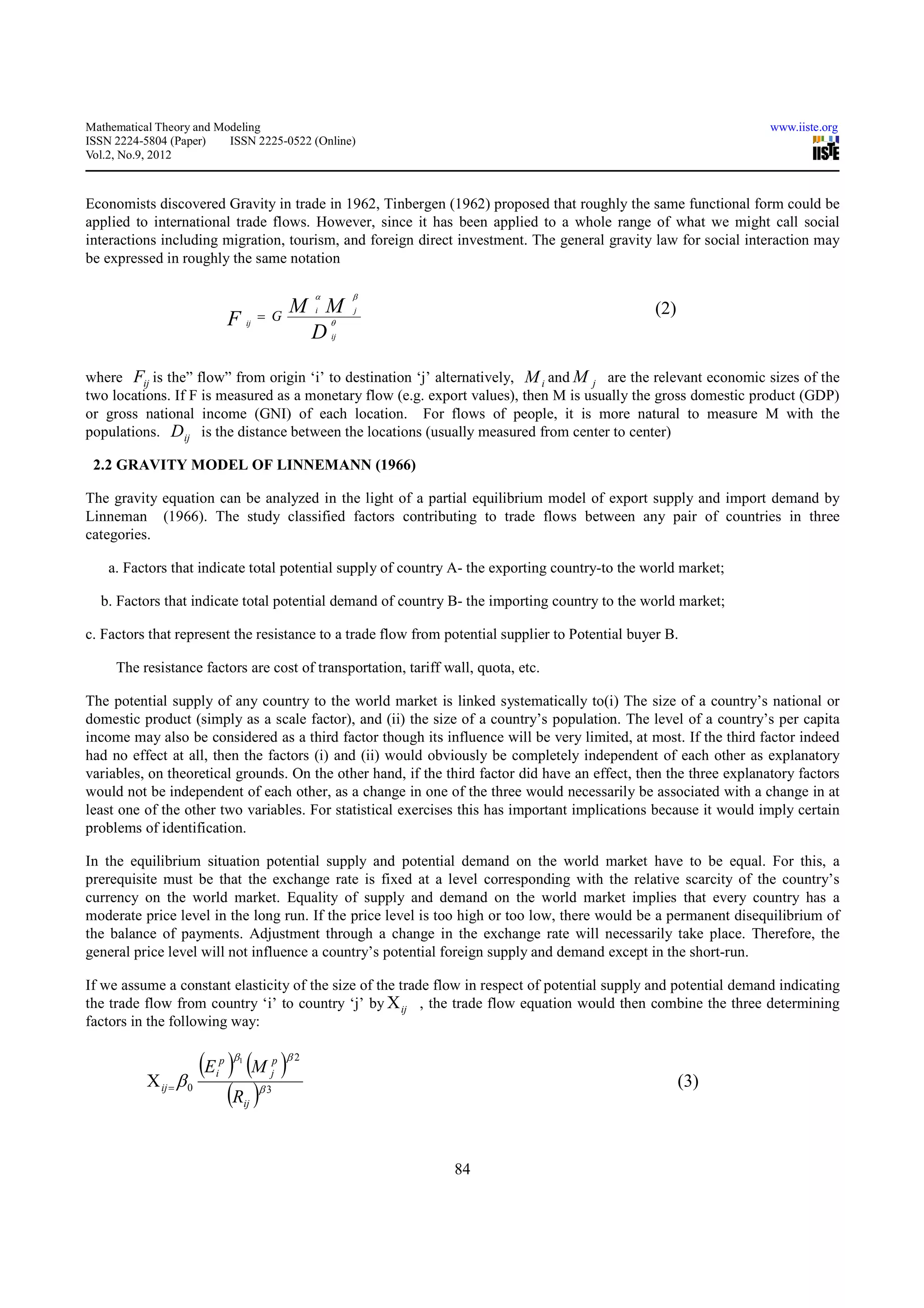 Review of gravity model derivations | PDF | Commodities | Economy