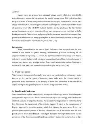 Review of journal articles of wave energy converters and their impact ...