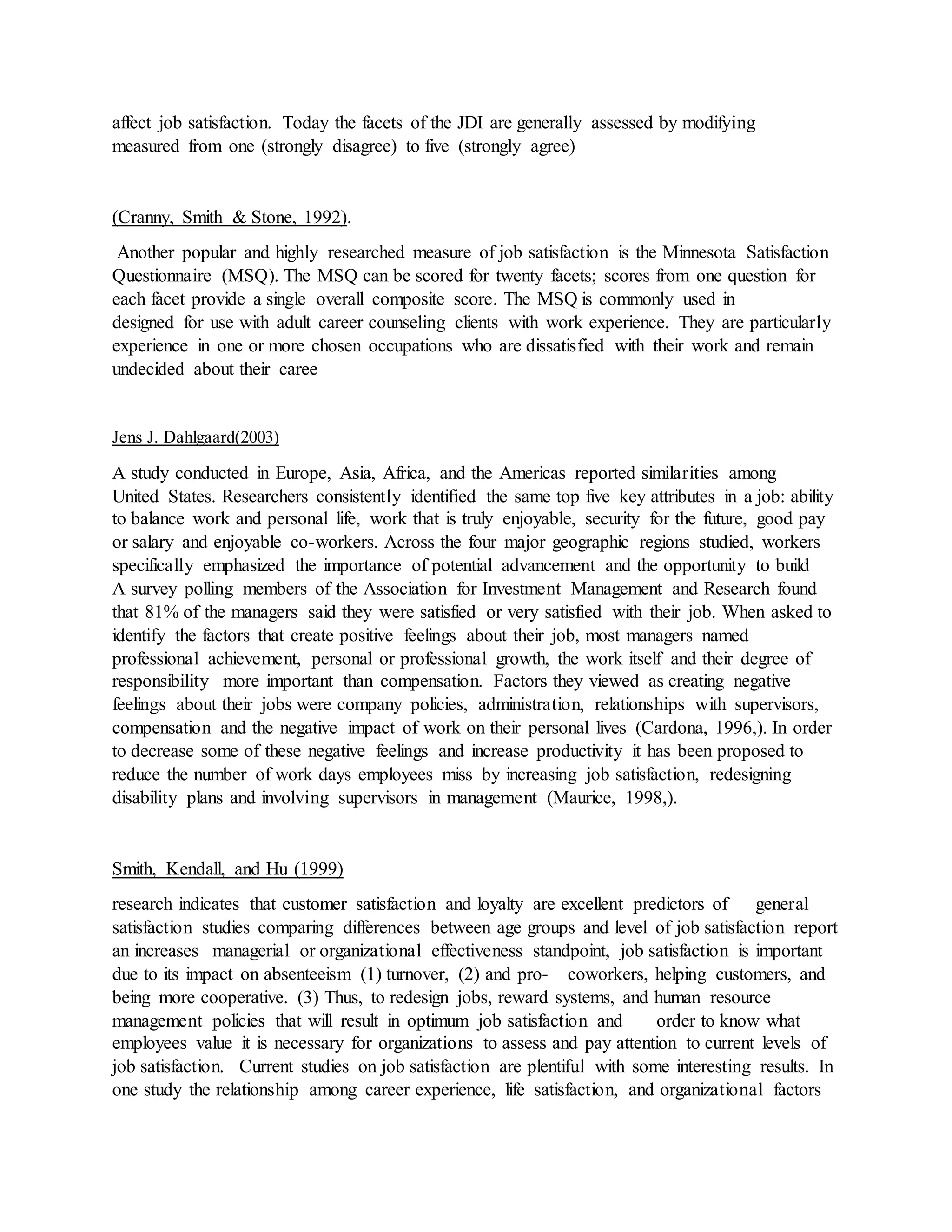 Review of literature on employees satisfaction | DOCX