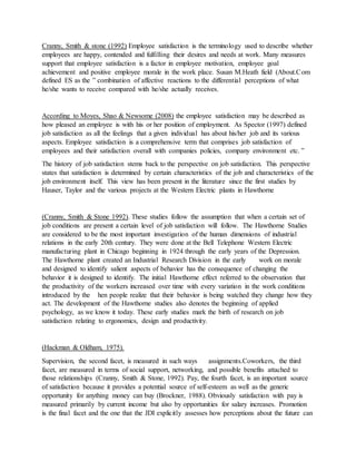 Review of literature on employees satisfaction | DOCX