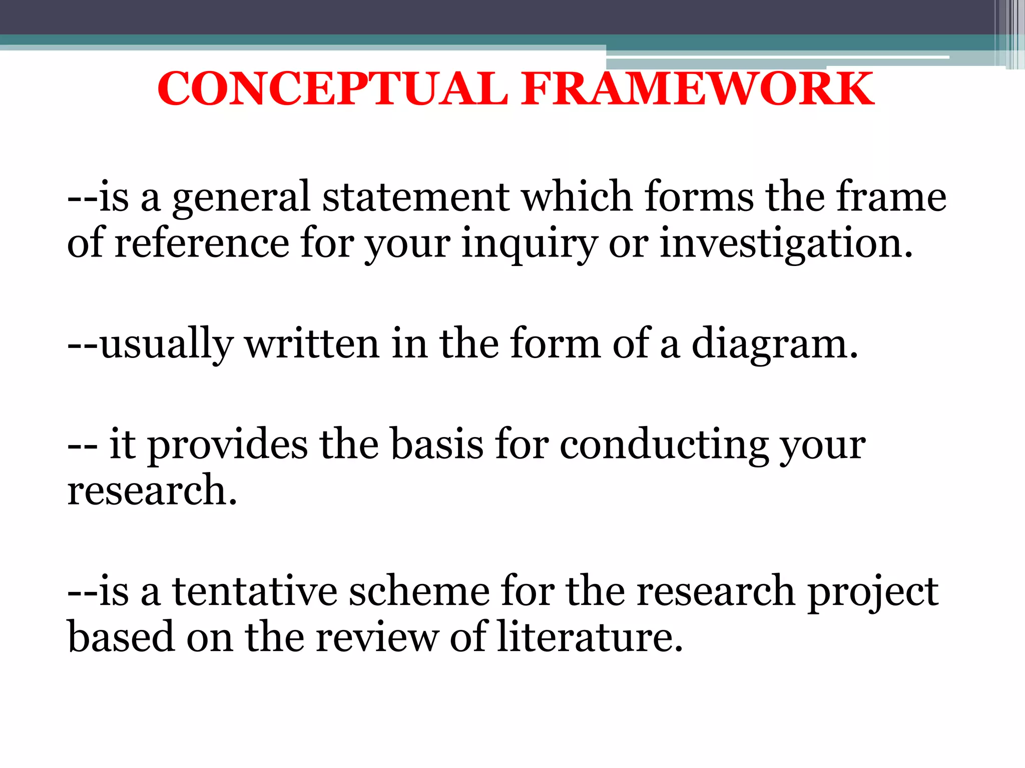 Review of Literature, Hypothesis and Conceptual framework | PPTX
