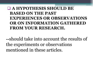 Review of Literature, Hypothesis and Conceptual framework | PPTX