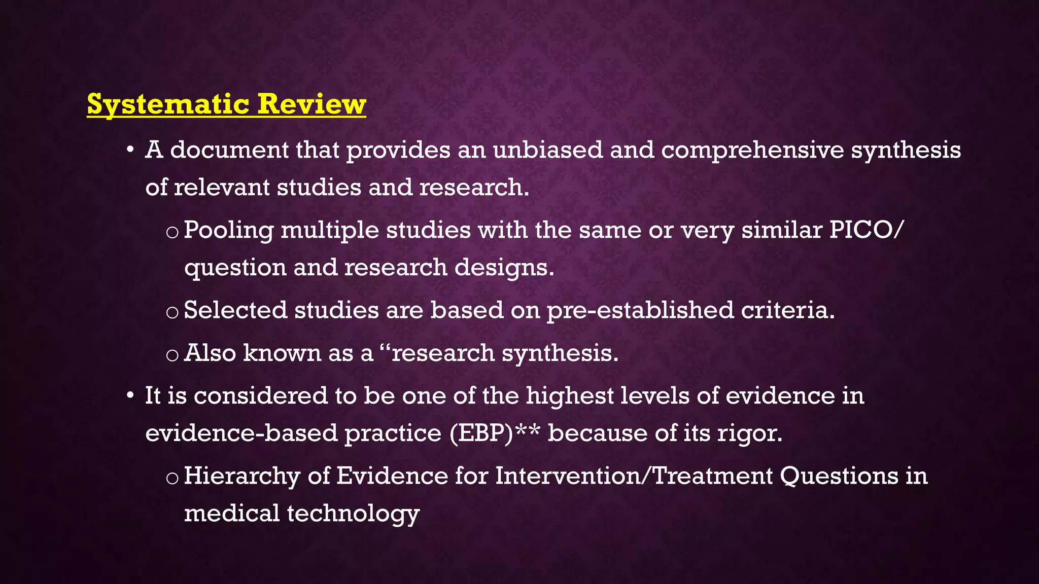 Review of literature - systematic review | PDF