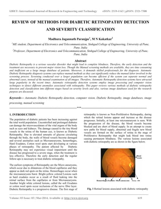 Review of methods for diabetic retinopathy detection and severity classification | PDF