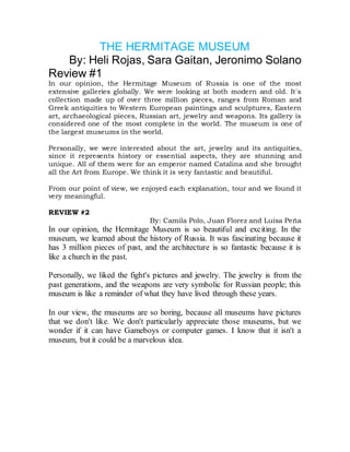 Review of museums 6 grade | DOCX