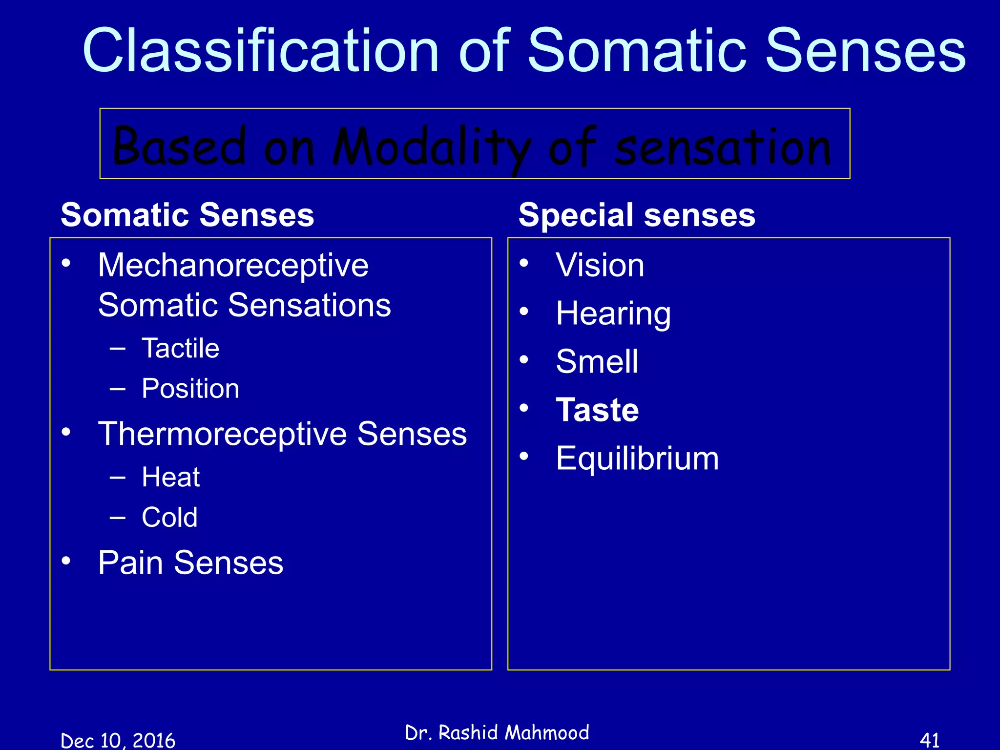Review of neurophysiology (sensory system) 2016 | PPT