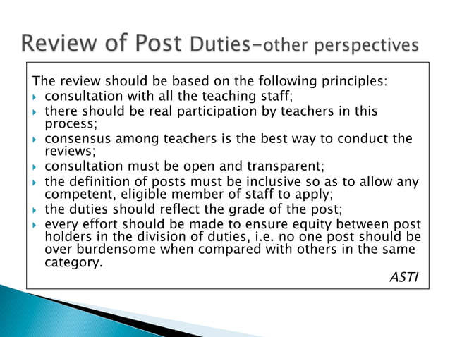 Review of post of responsibility structure general | PPT