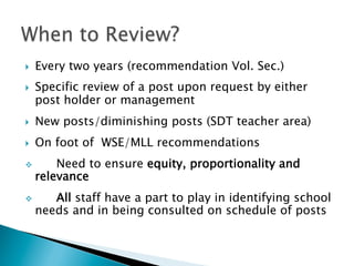 Review of post of responsibility structure general | PPT