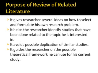 REVIEW OF RELATED LITERATURE AND STUDIES | PPT