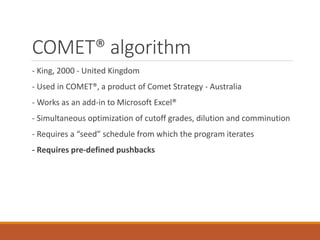 Review of scheduling algorithms in Open Pit Mining | PDF