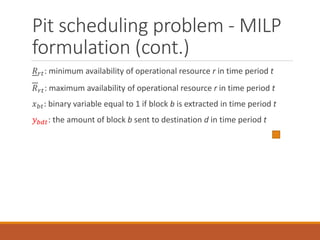 Review of scheduling algorithms in Open Pit Mining | PDF