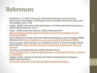 Review of search and retrieval strategies | PPTX