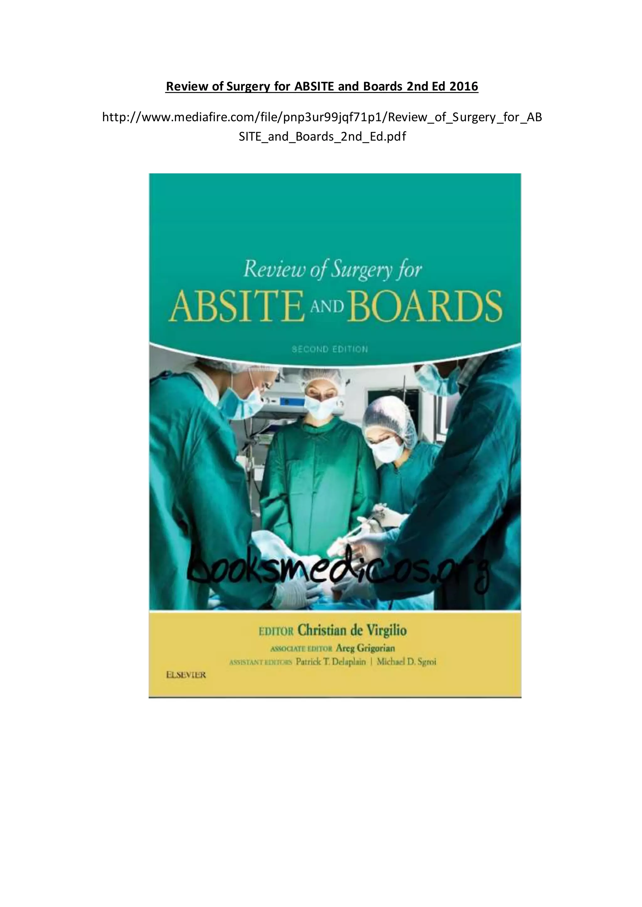 ABSITE :Review of surgery for absite and boards 2nd ed 2016 | PDF