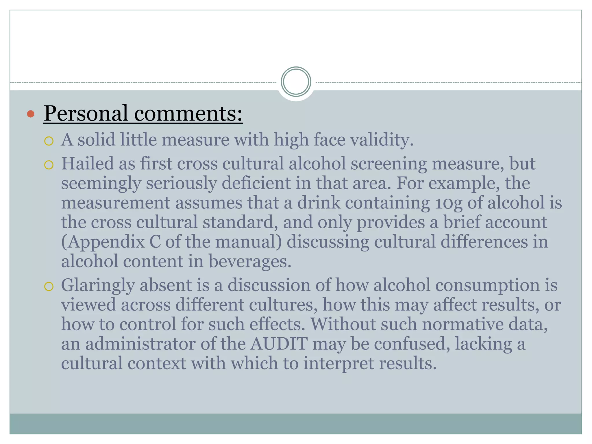 Review of the alcohol use disorders identification test | PPTX