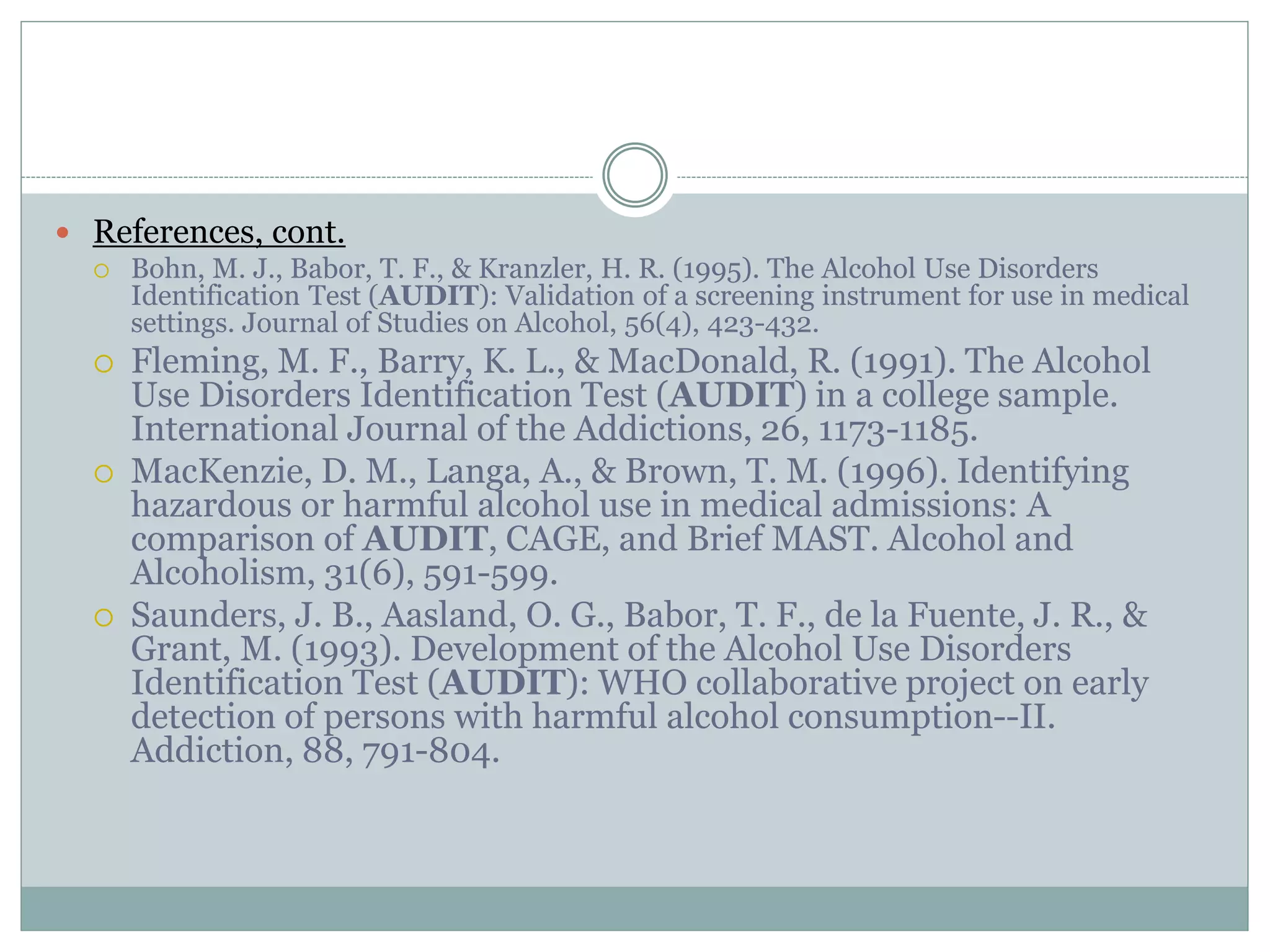 Review of the alcohol use disorders identification test | PPTX