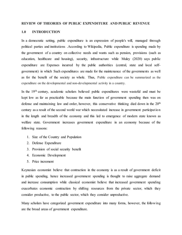 Review of theories of public expenditure and public revenue | DOCX