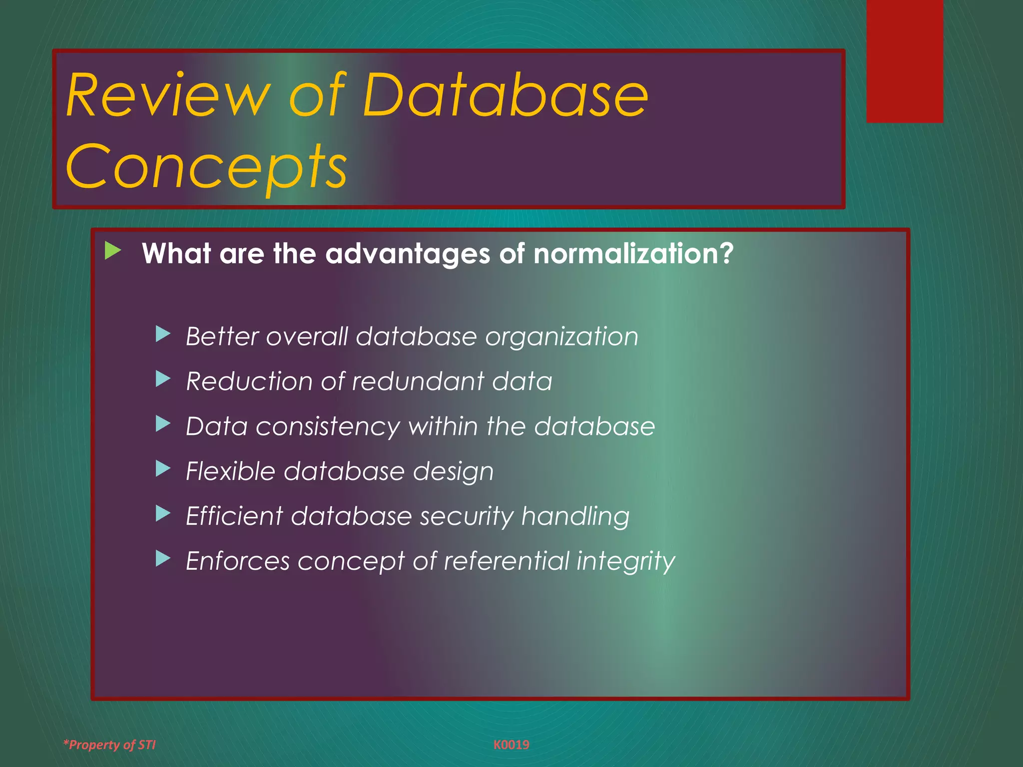 Review of theory of database | PPT