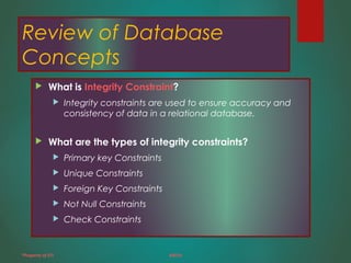 Review of theory of database | PPT