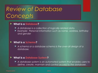 Review of theory of database | PPT
