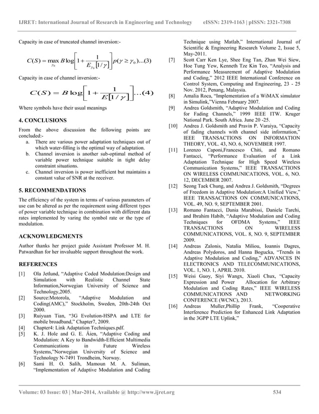 Review Of Various Adaptive Modulation And Coding Techniques In Wireless