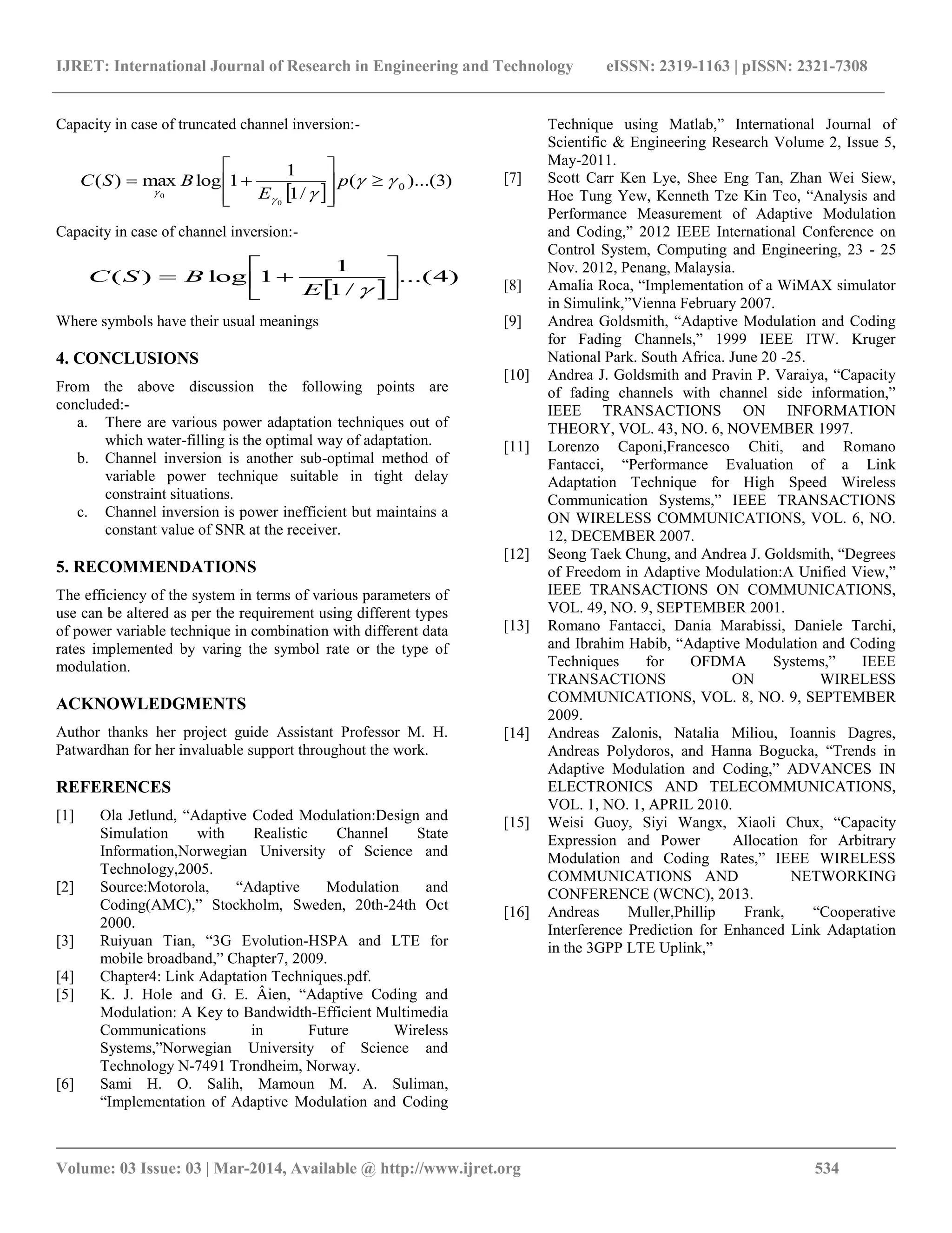Review Of Various Adaptive Modulation And Coding Techniques In Wireless