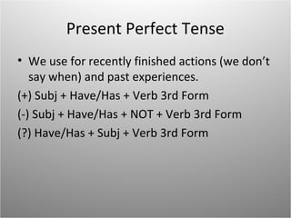 Review of verb forms | PPT