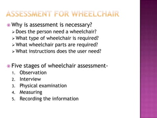 Review of workshop on wheelchair assessment and prescription. | PPTX