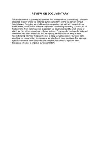 Review on documentary | DOCX
