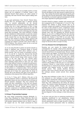 Review on redundancy removal of rules for optimizing firewall | PDF