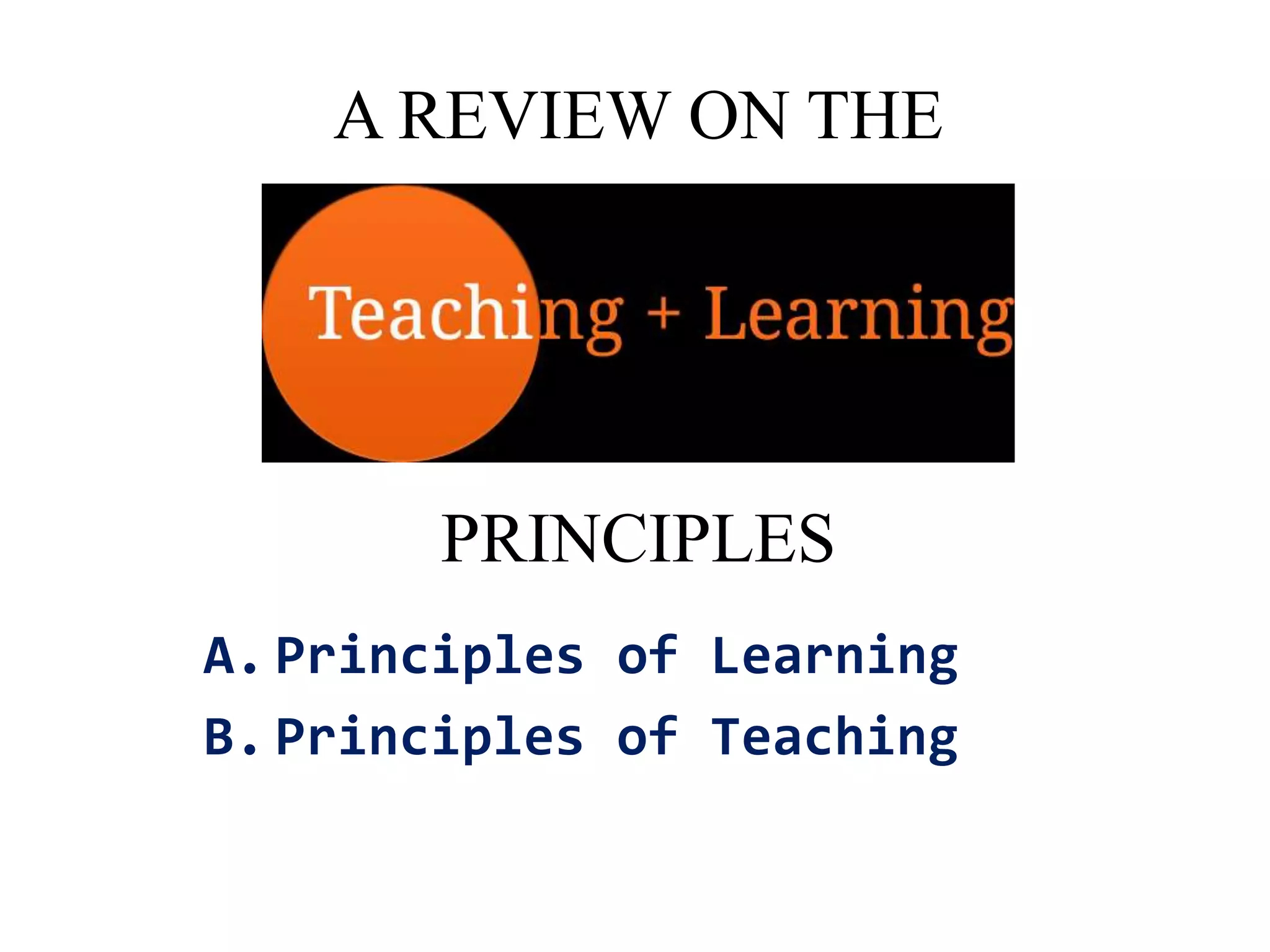 Teaching and Learning Principles with Instructional Planning | PPTX