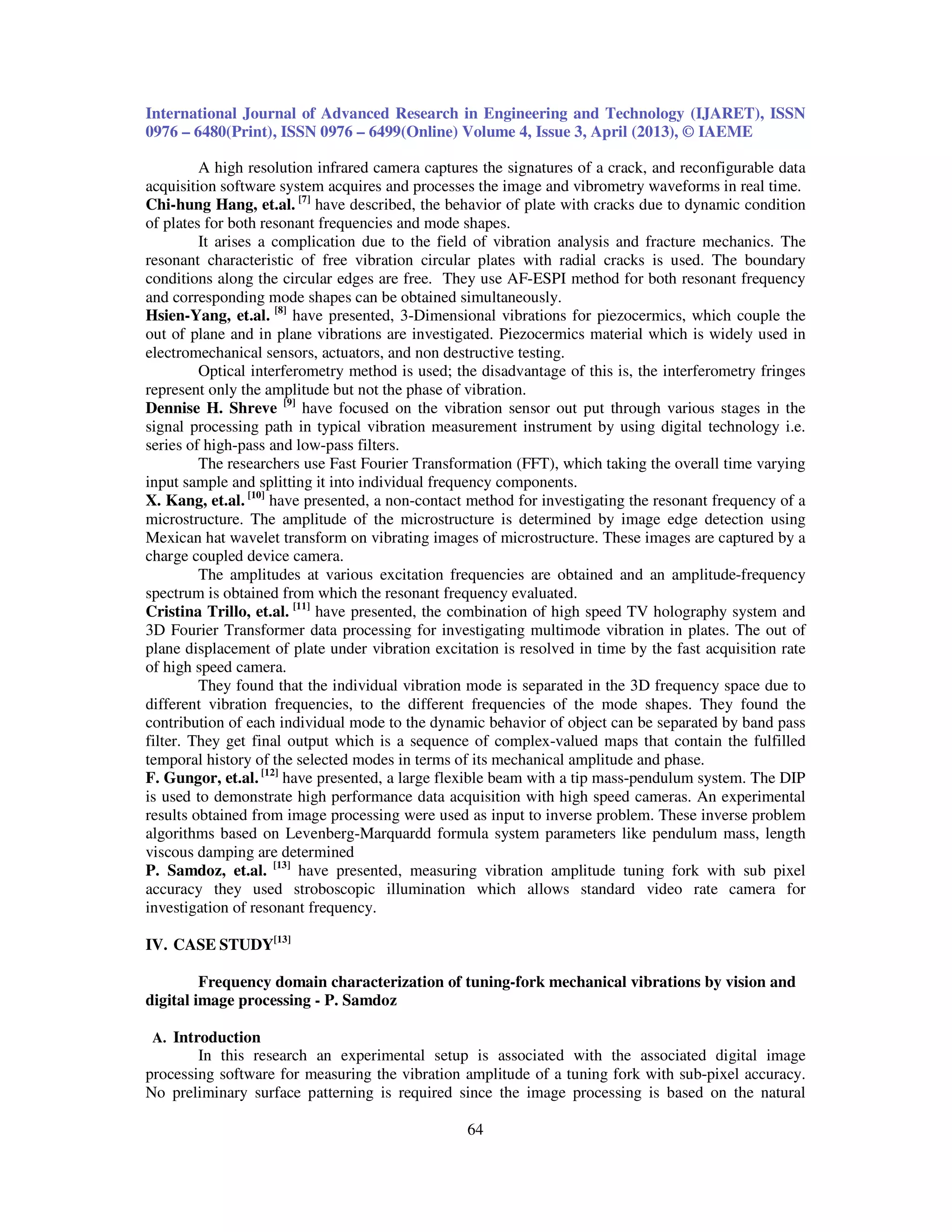 Review on vibration analysis with digital image processing | PDF