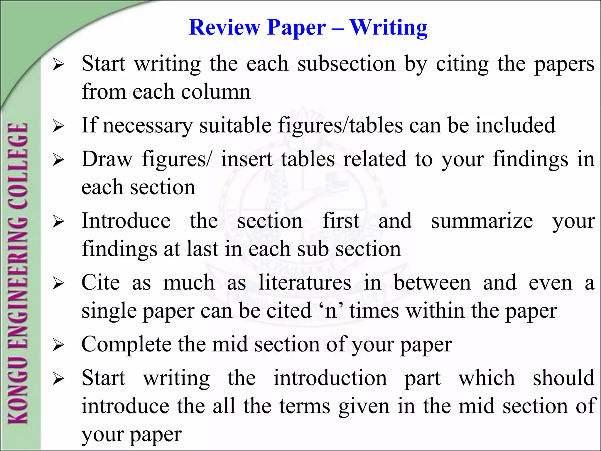 How to write a review paper | PDF