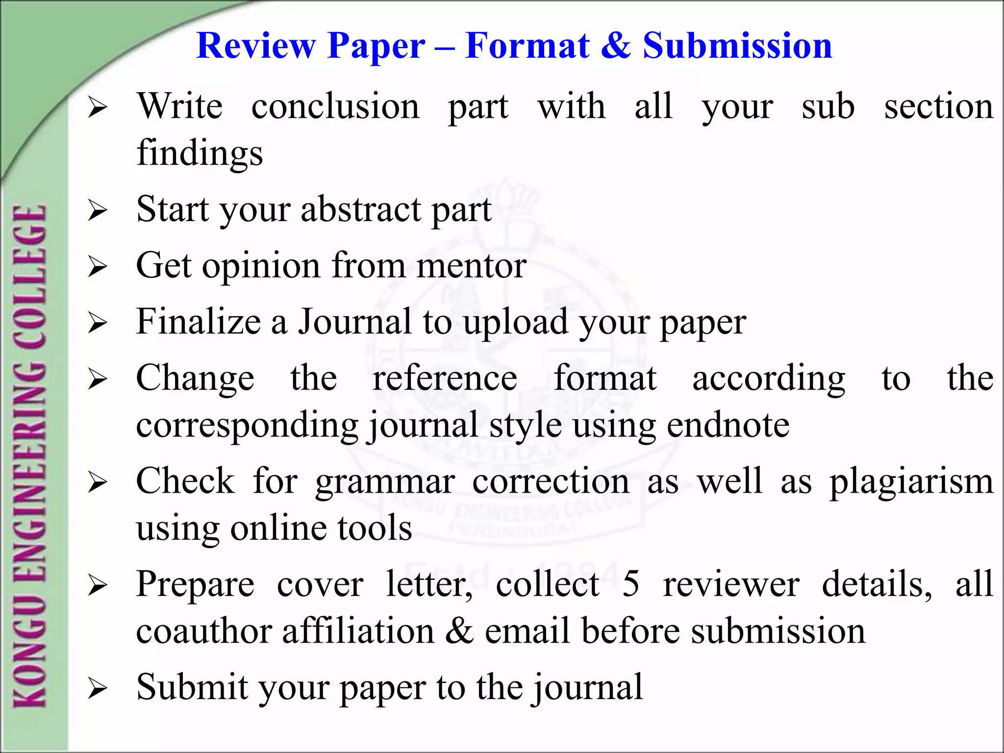 How to write a review paper | PDF