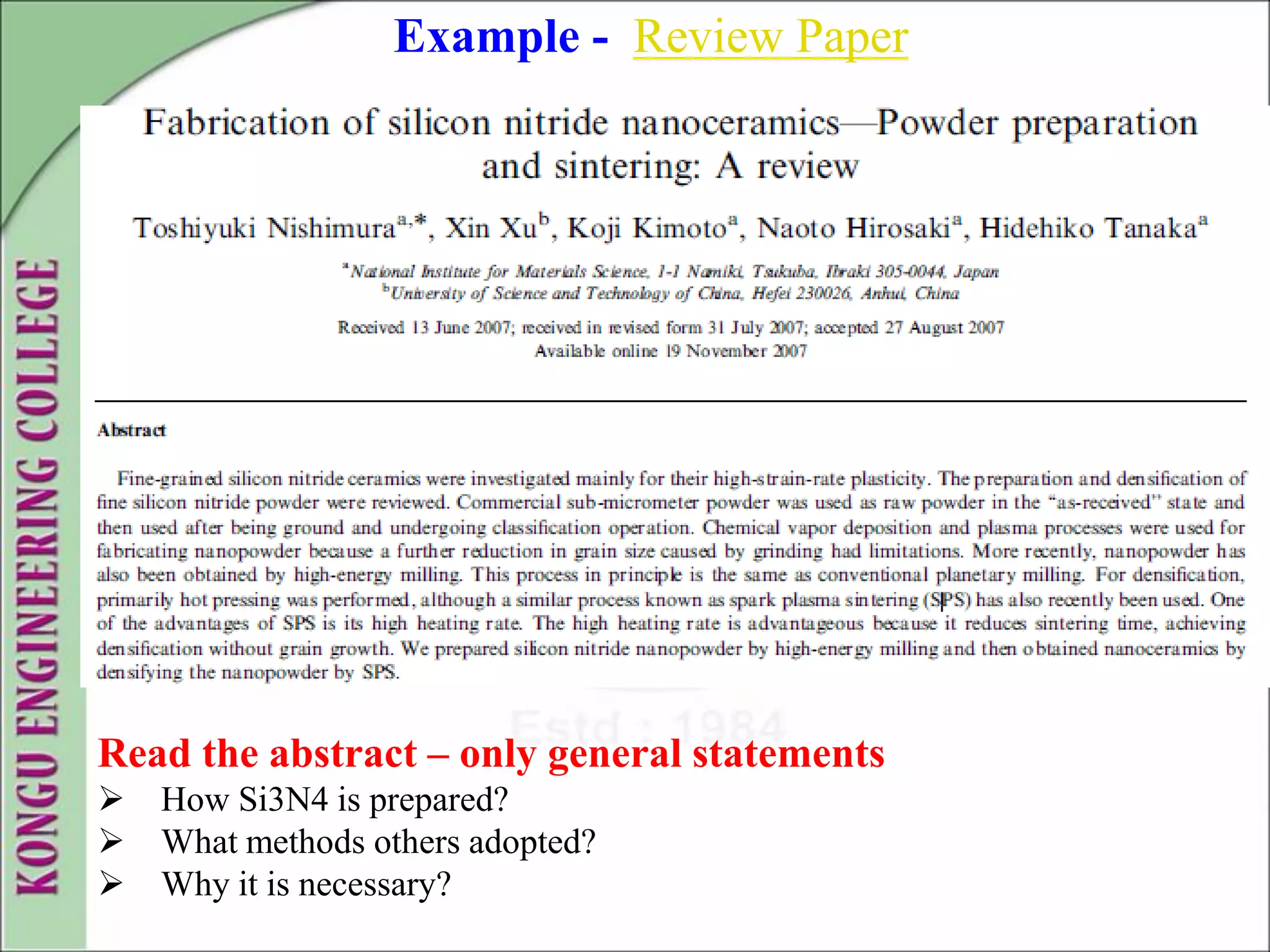 How to write a review paper | PDF