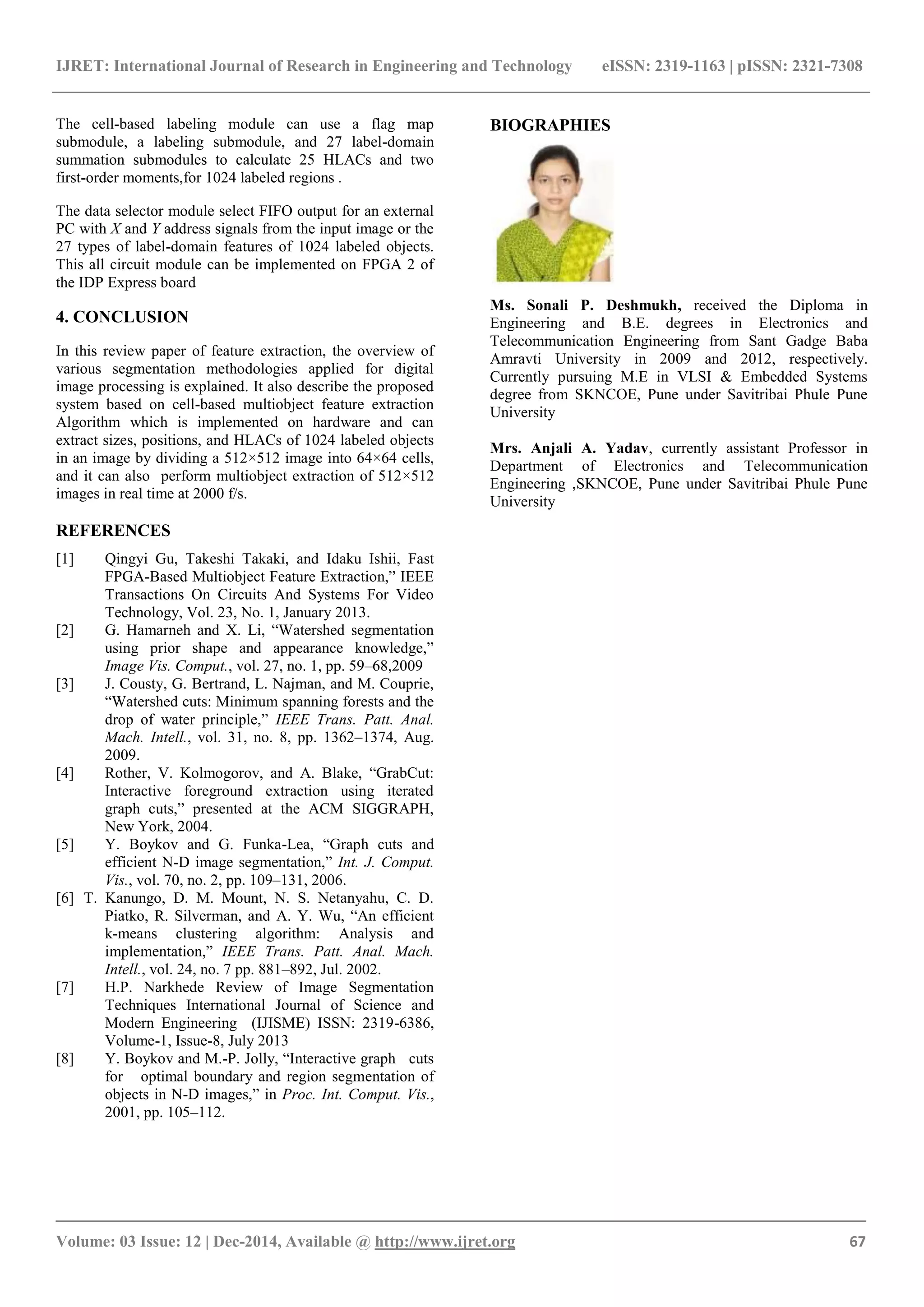 Review Paper On Segmentation Methods For Multiobject Feature Extraction Pdf