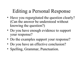 Review personal response | PPT