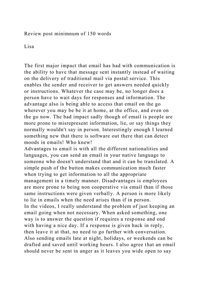 Review post minimnum of 150 wordsLisaThe first major impac.docx
