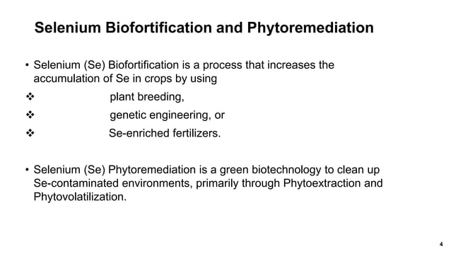 Biofortification and Phytoremediation Strategies of Selenium | PPTX ...