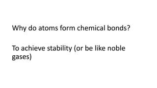Review questions: atoms, periodic table, chemical bonds | PPTX