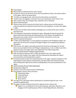 Regions in Mindanao | DOCX