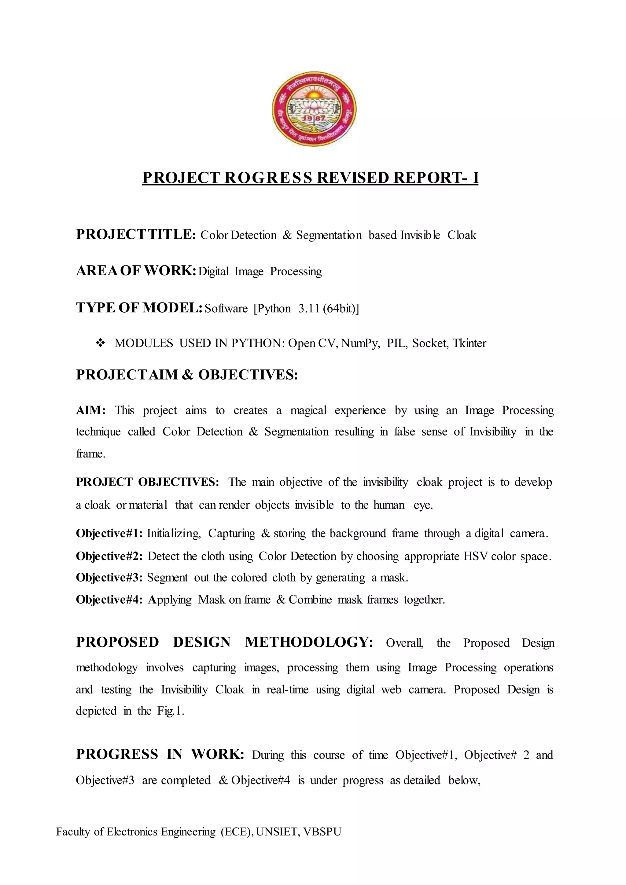 Color Detection & Segmentation based Invisible Cloak | PDF
