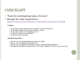 Reviews checklists | PPT | Technology & Computing