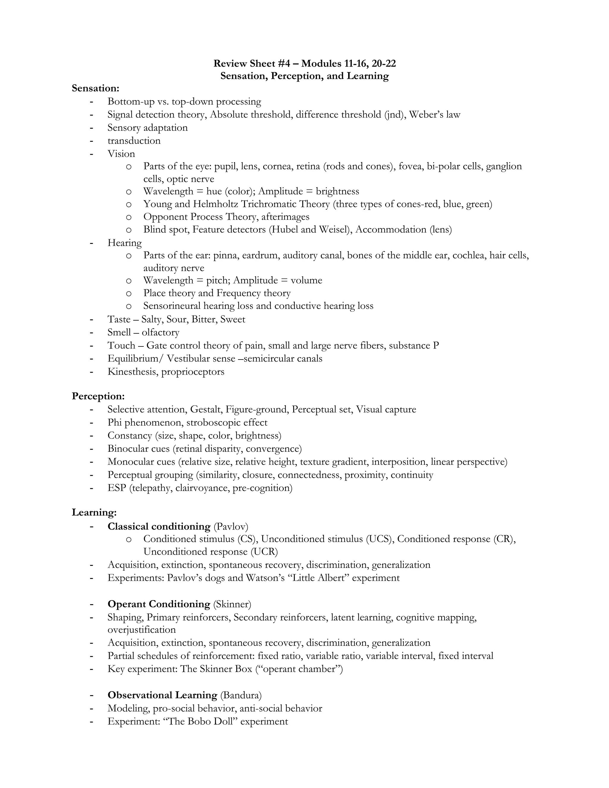 Review sheet 4 | DOC
