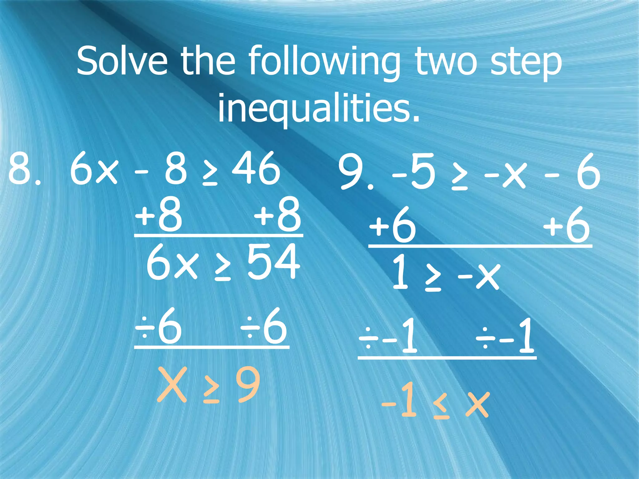 Review Sheet A Substitution And Solving Inequalities | PPT