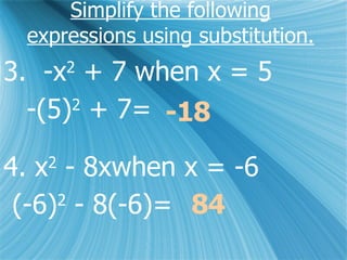 Review Sheet A Substitution And Solving Inequalities | PPT