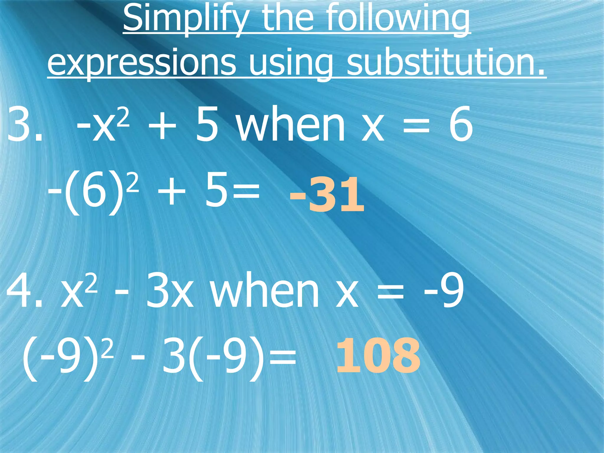 Review Sheet B Substitution And Solving Inequalities | PPT