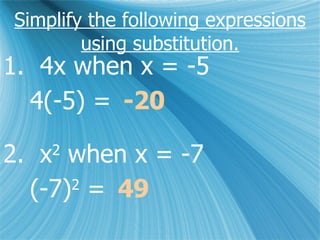 Review Sheet B Substitution And Solving Inequalities | PPT