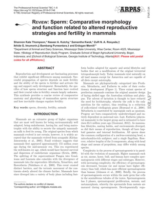 Review Sperm Comparative Morphology and Function Related to Altered Reproductive | PDF